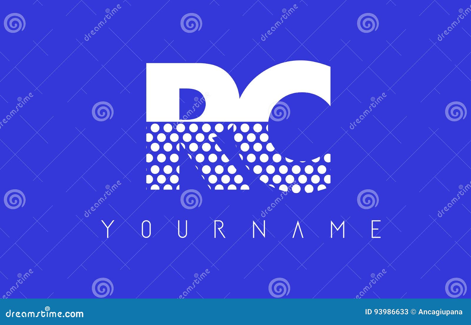 RC R C Dotted Letter Logo Design with Blue Background. Stock Vector ...