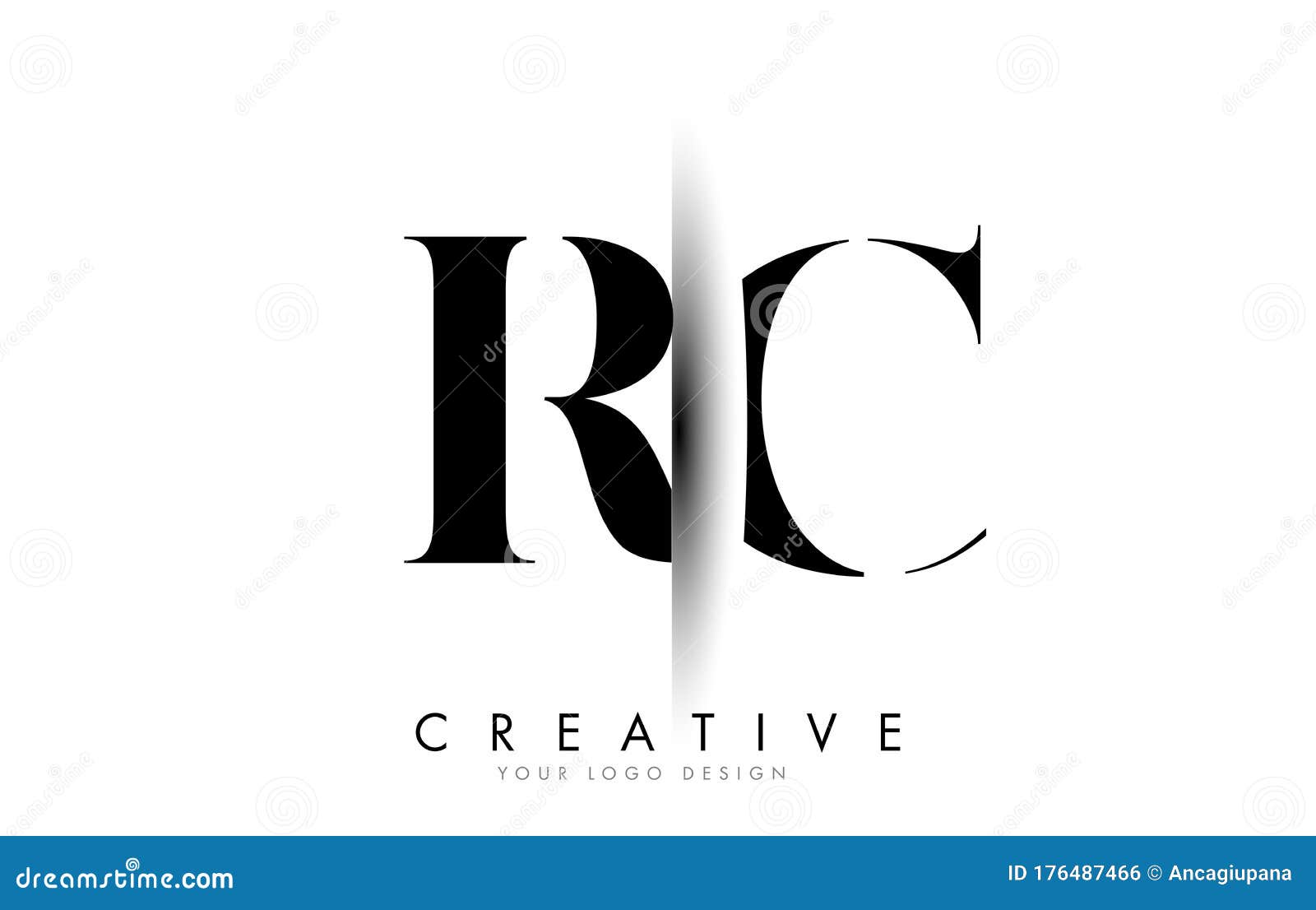 RC R C Letter Logo with Creative Shadow Cut Design Stock Vector ...