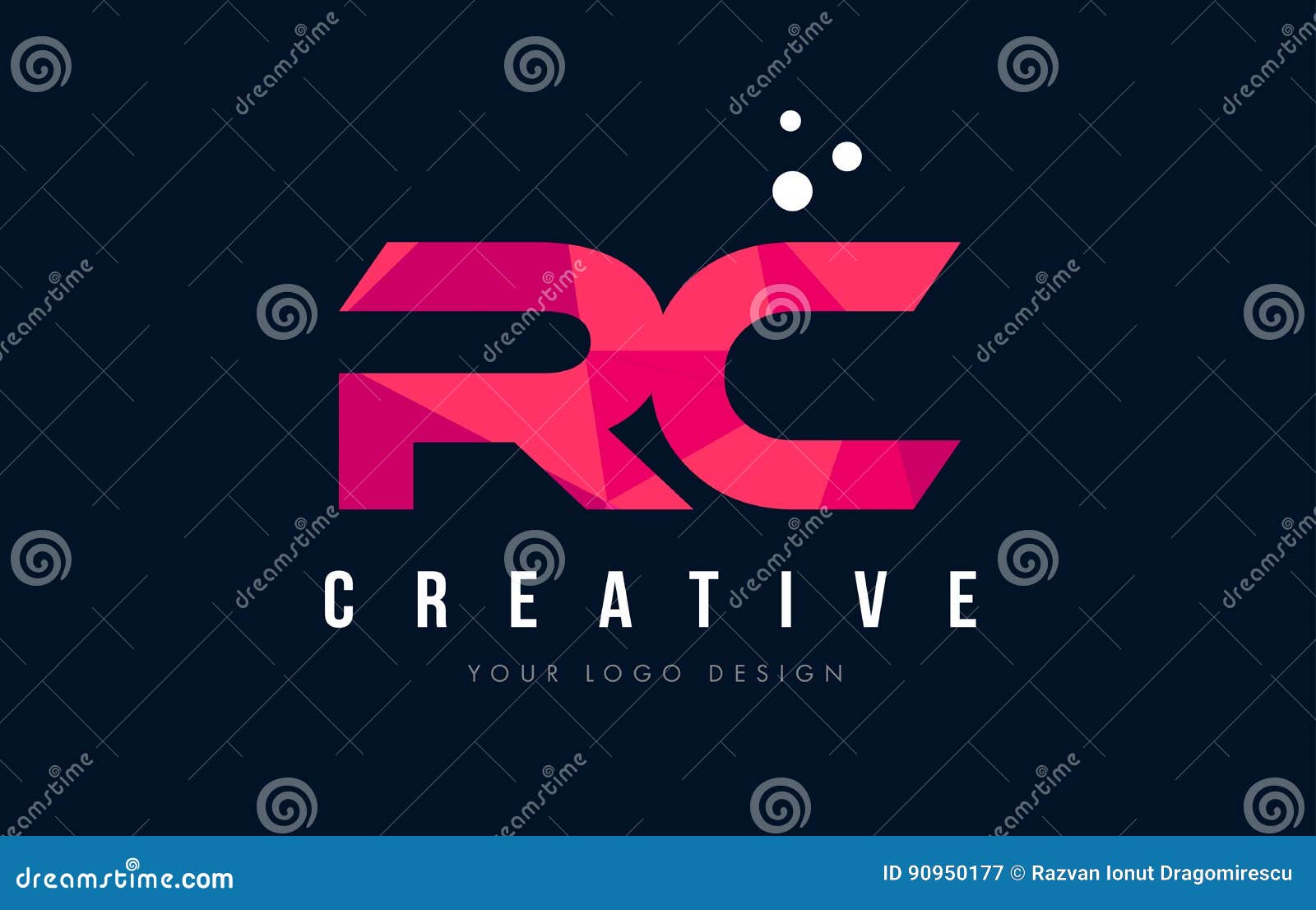 RC R C Letter Logo with Purple Low Poly Pink Triangles Concept Stock ...