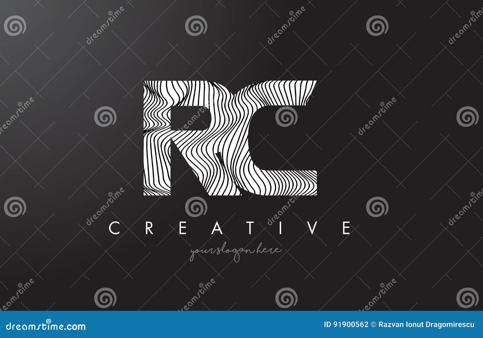 RC R C Letter Logo with Zebra Lines Texture Design Vector. Stock Vector ...