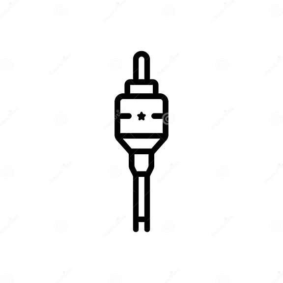 Black Line Icon for Rca, Jack and Wire Stock Vector - Illustration of ...