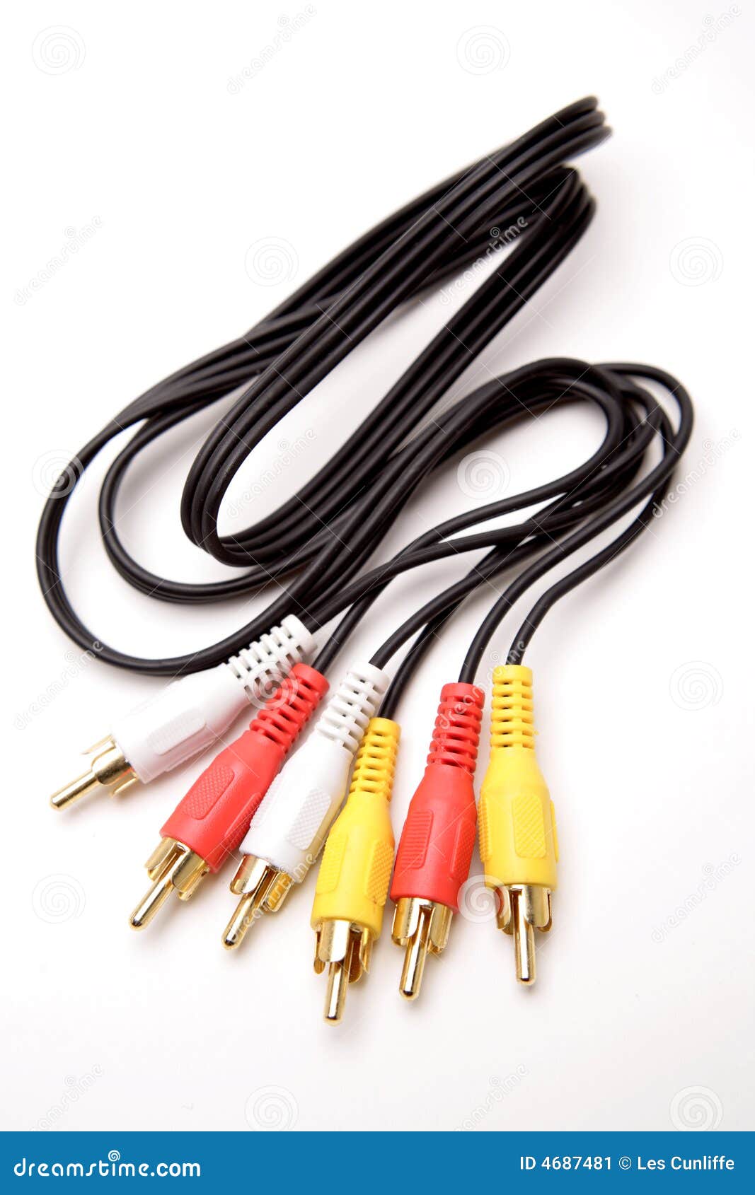 RCA plugs and cable stock image. Image of communicate - 4687481