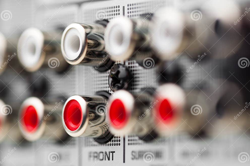 RCA Sockets of Audio Surround Receiver Stock Photo - Image of abstract ...