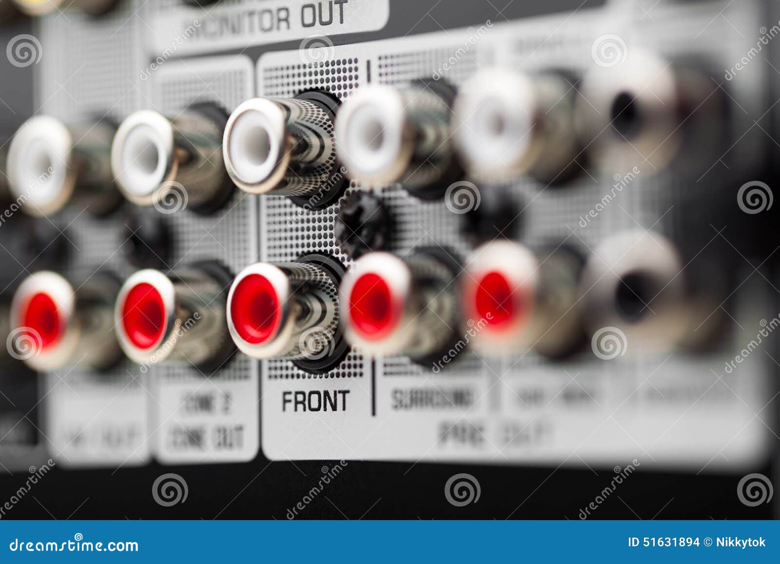 RCA Sockets of Audio Surround Receiver Stock Photo - Image of panel ...