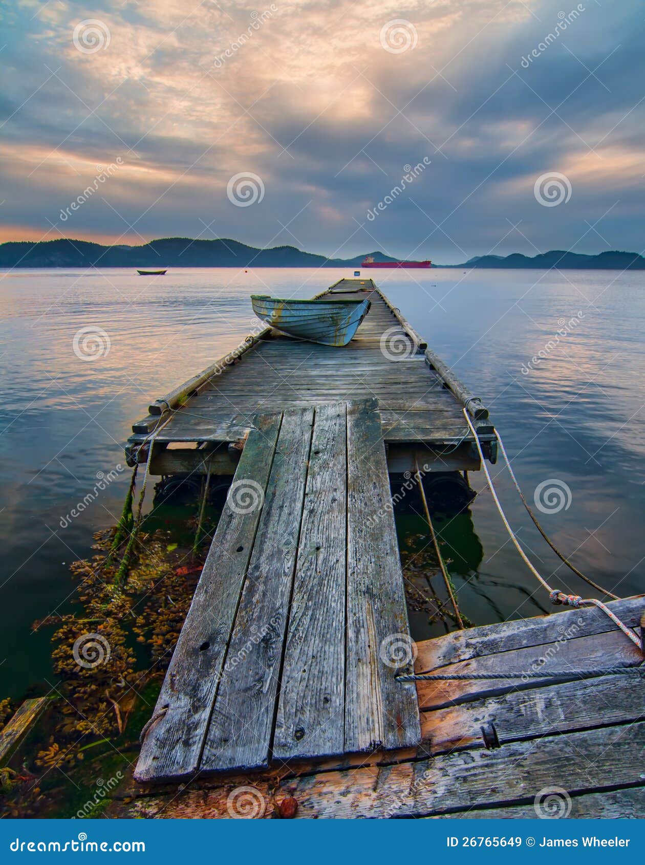 Rckety Island Dock with Mountains Stock Image - Image of coastal ...