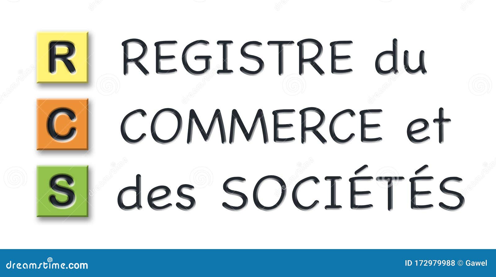 RCS Initials in Colored 3d Cubes with Meaning in French Language Stock ...