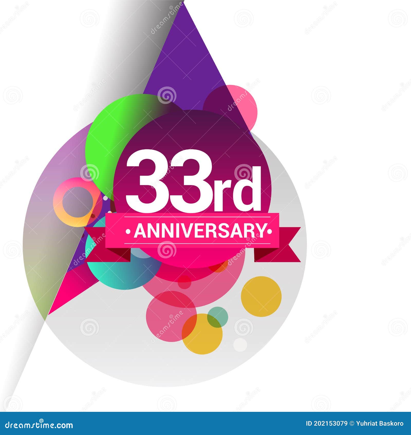 33rd Anniversary Logo with Colorful Geometric Background, Vector Design ...