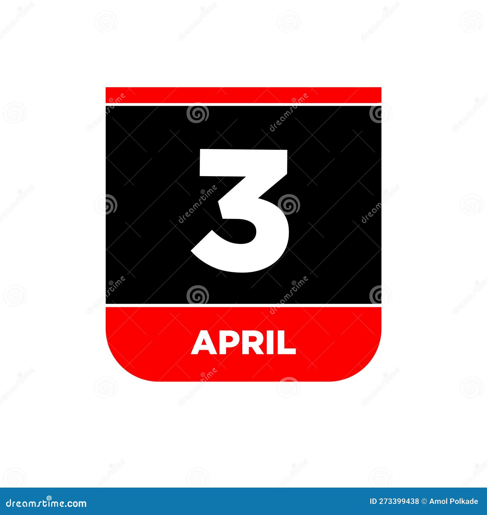 3rd April Vector Icon. 3 April Calendar Stock Vector - Illustration of ...