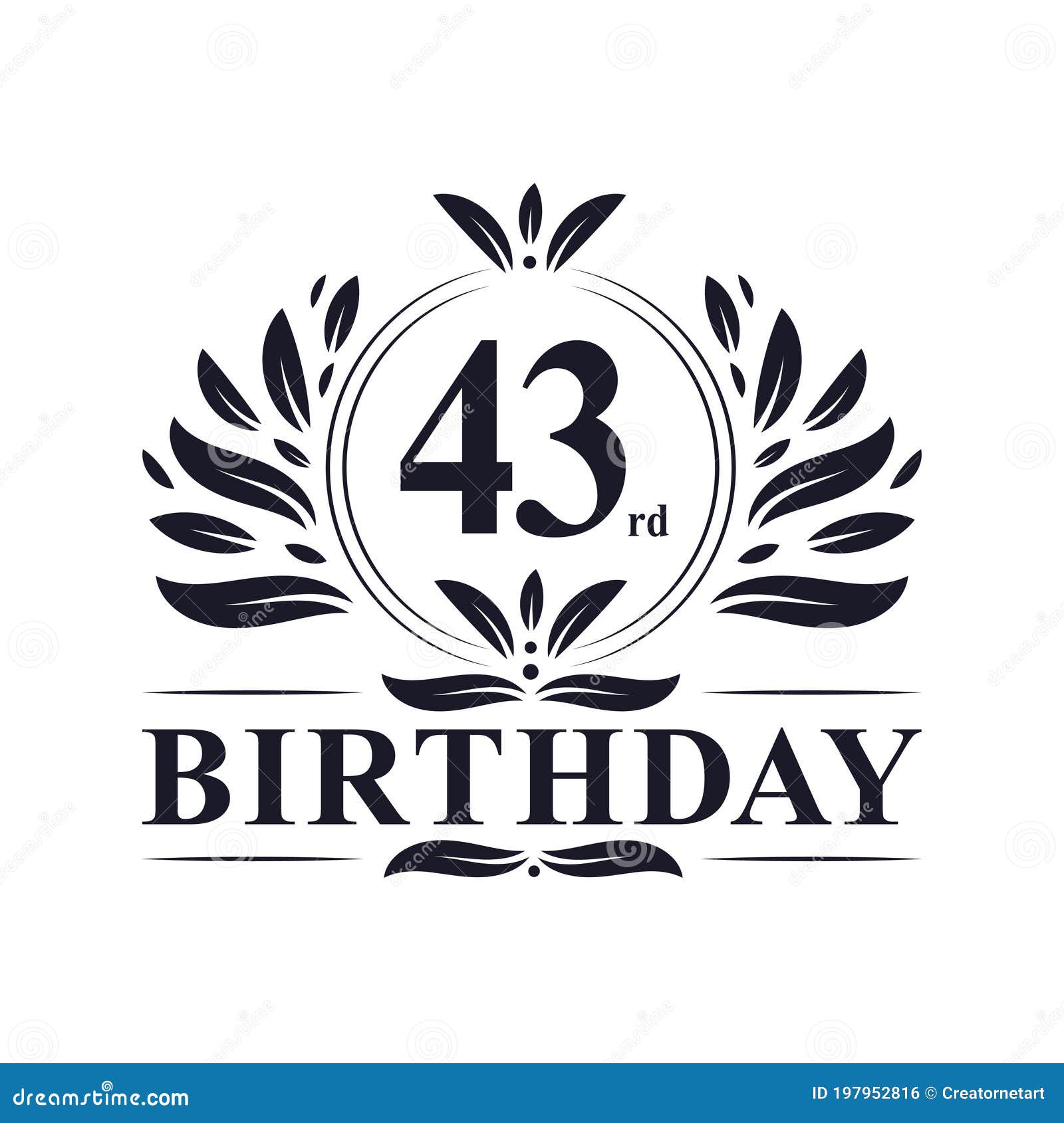 Luxury 43rd Birthday Logo, 43 Years Celebration Vector Illustration ...