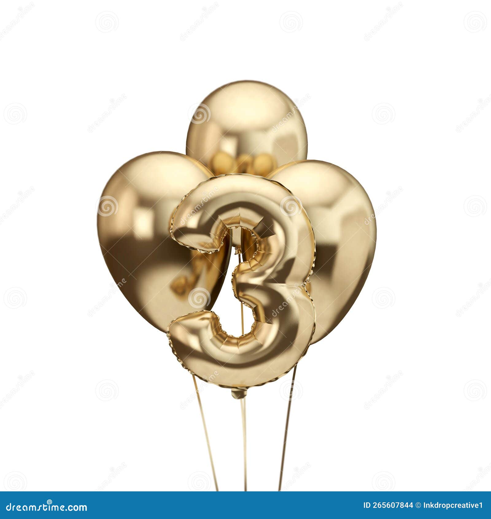3rd Birthday Gold Foil Bunch of Balloons. Happy Birthday Stock ...