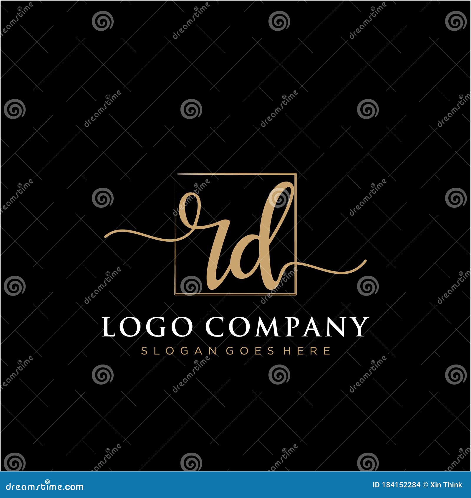 RD Initial Handwriting Logo with Rectangle Template Vector Stock Vector ...