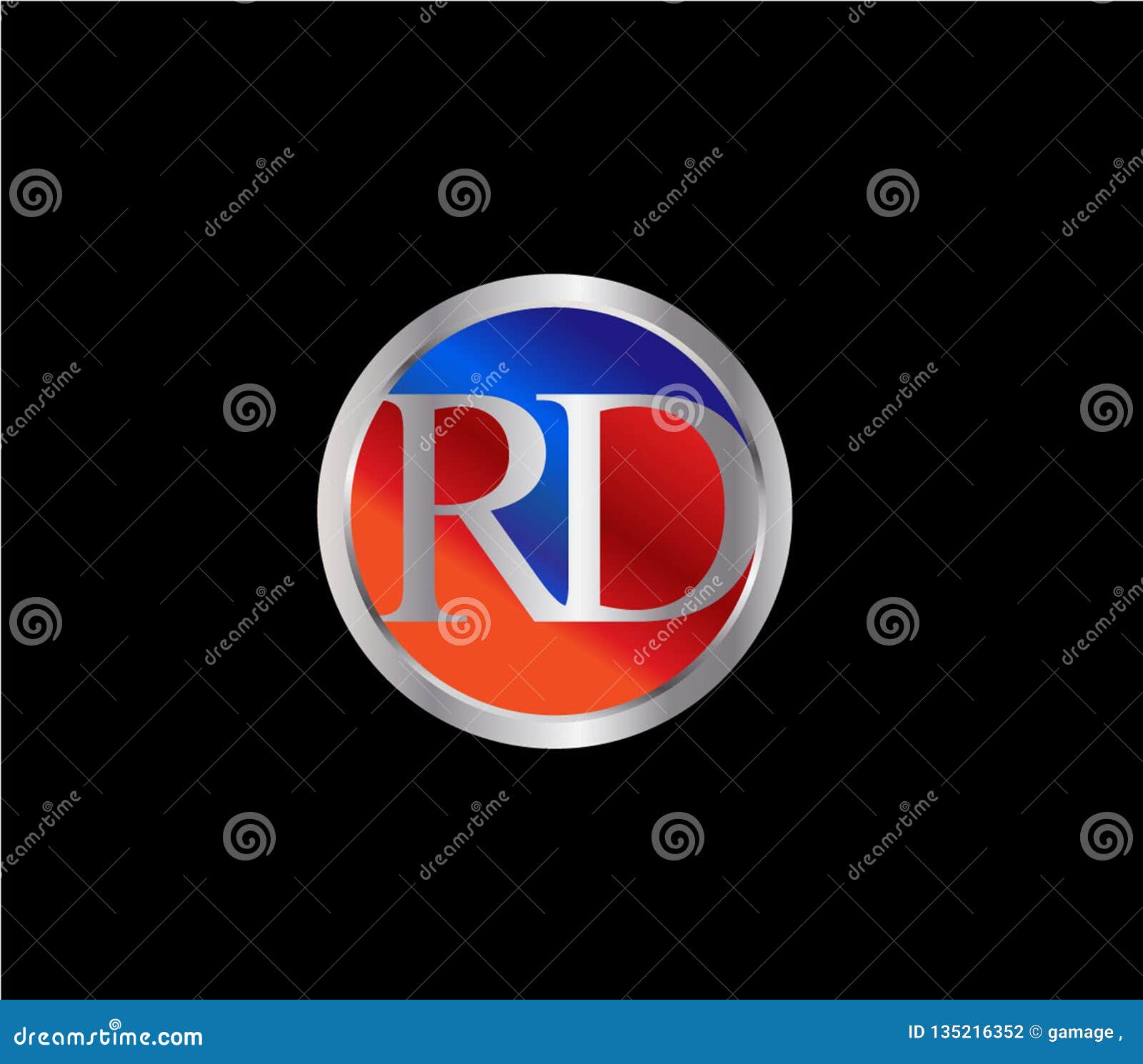 RD Initial Circle Shape Silver Red Blue Color Later Logo Design Stock ...