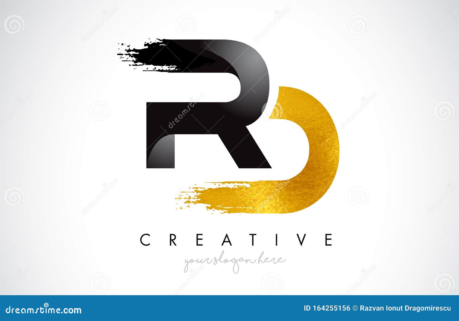 RD Letter Design with Brush Stroke and Modern 3D Look Stock Vector ...