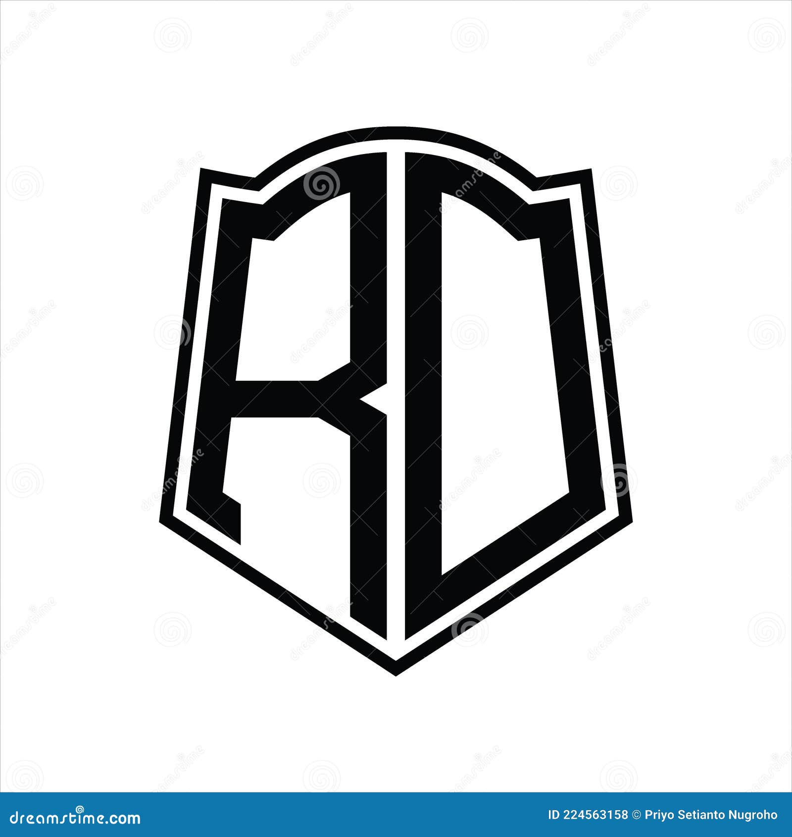 RD Logo Monogram with Shield Shape Outline Design Template Stock Vector ...