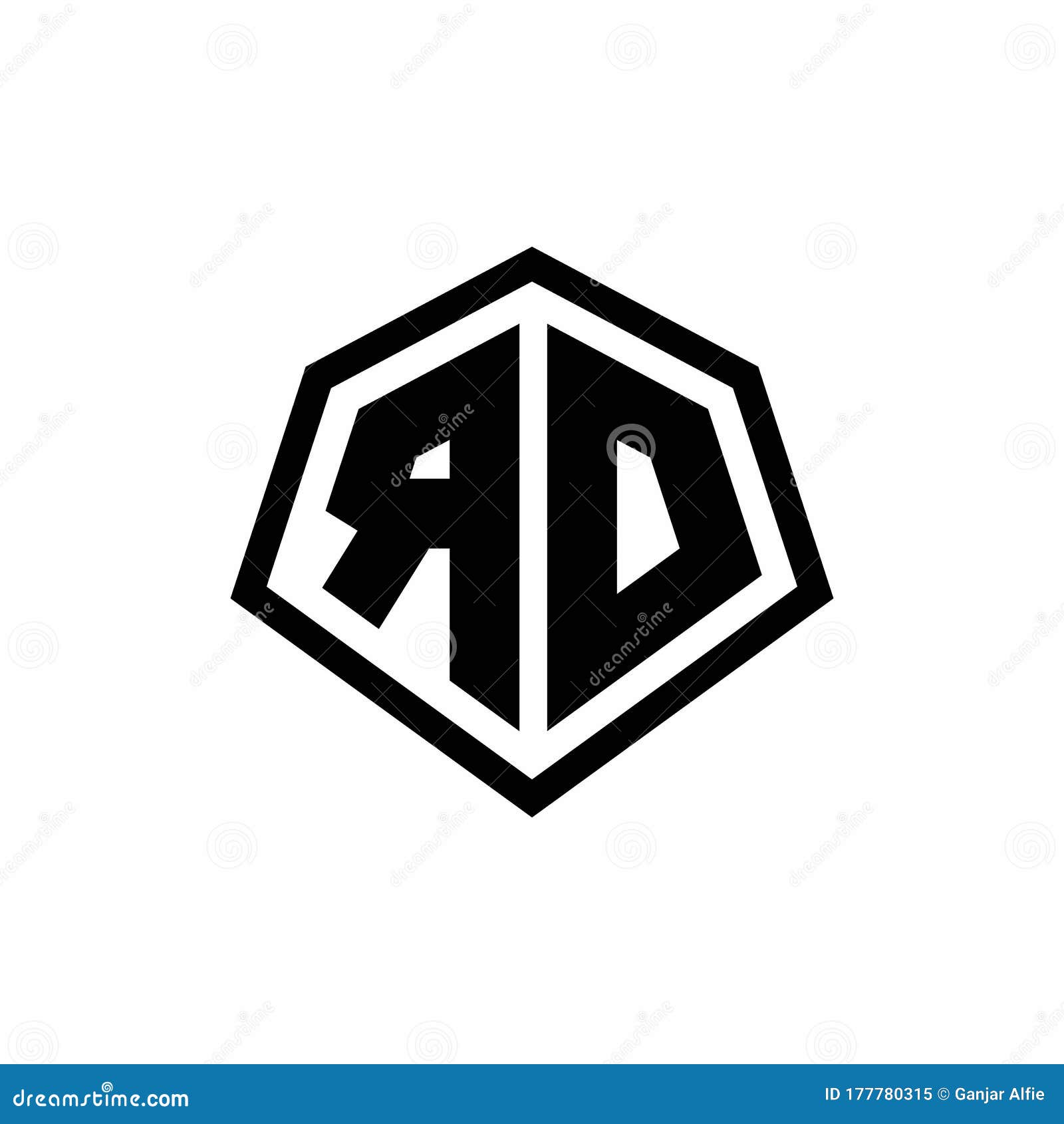 RD Monogram Logo with Hexagon Shape and Line Rounded Style Design ...
