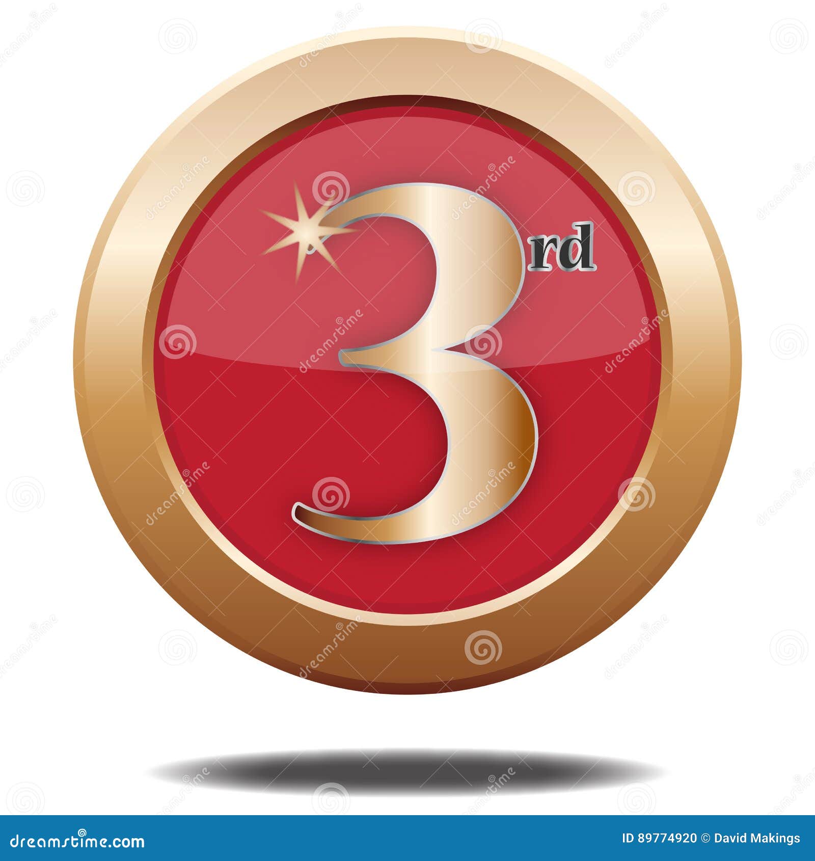 3rd Place Bronze Icon stock illustration. Illustration of symbol - 89774920