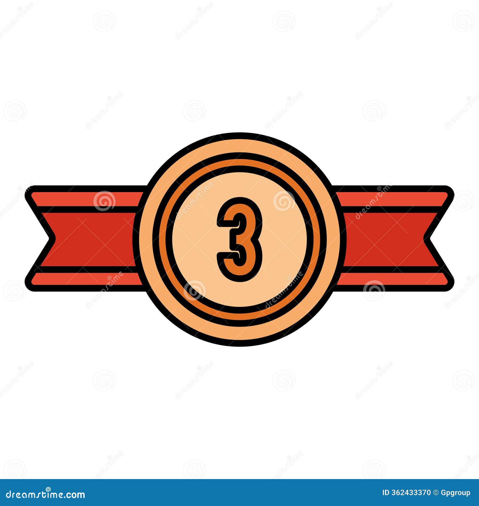 3rd Place Ribbon Medal Icon Stock Illustration - Illustration of ribbon ...