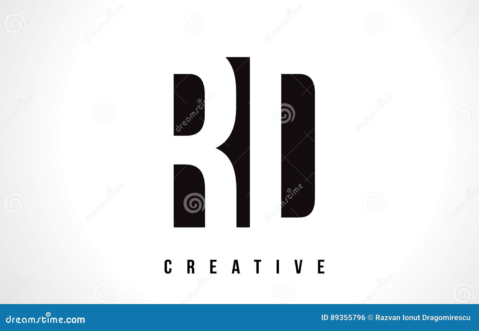 RD R D White Letter Logo Design with Black Square. Stock Vector ...