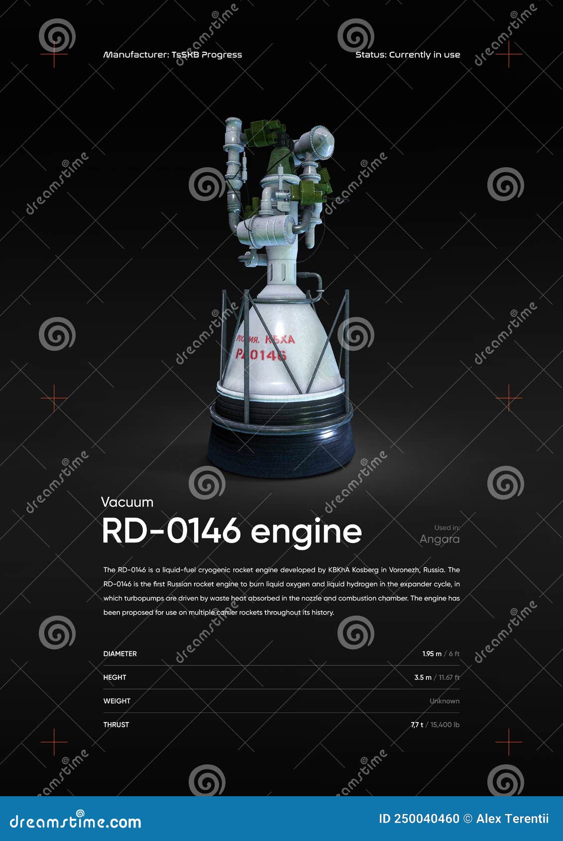RD-0146 Rocket Engine 3D Illustration Poster Stock Illustration ...