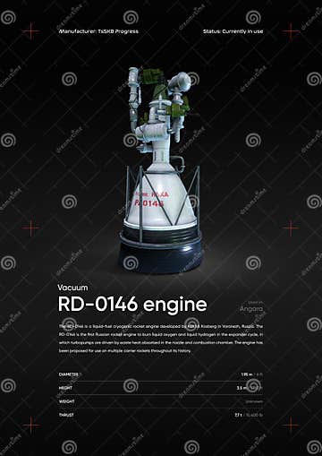 RD-0146 Rocket Engine 3D Illustration Poster Stock Illustration ...
