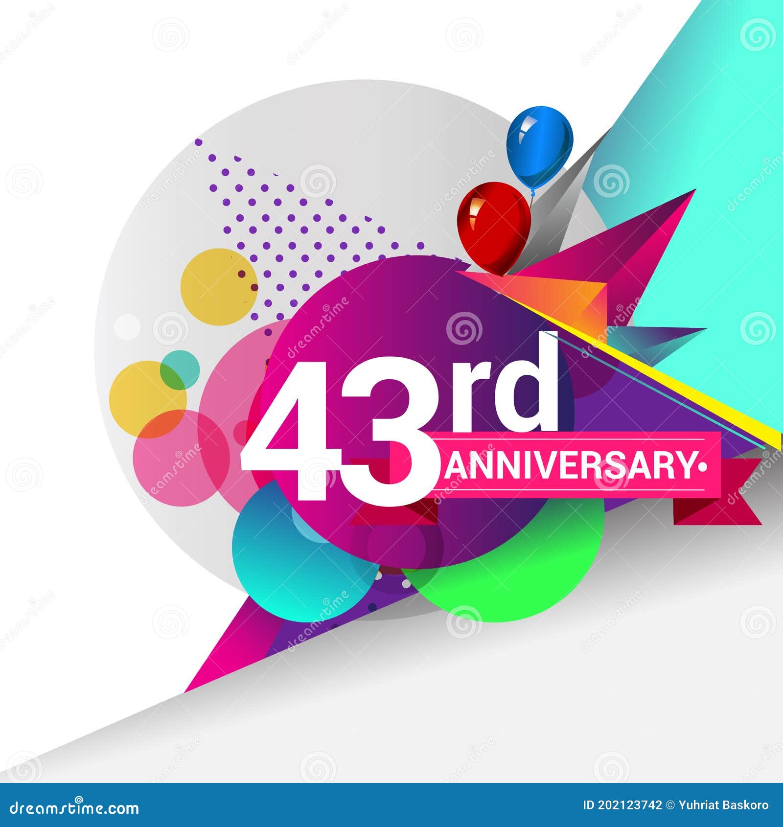43rd Years Anniversary Logo with Colorful Geometric Background, Vector ...