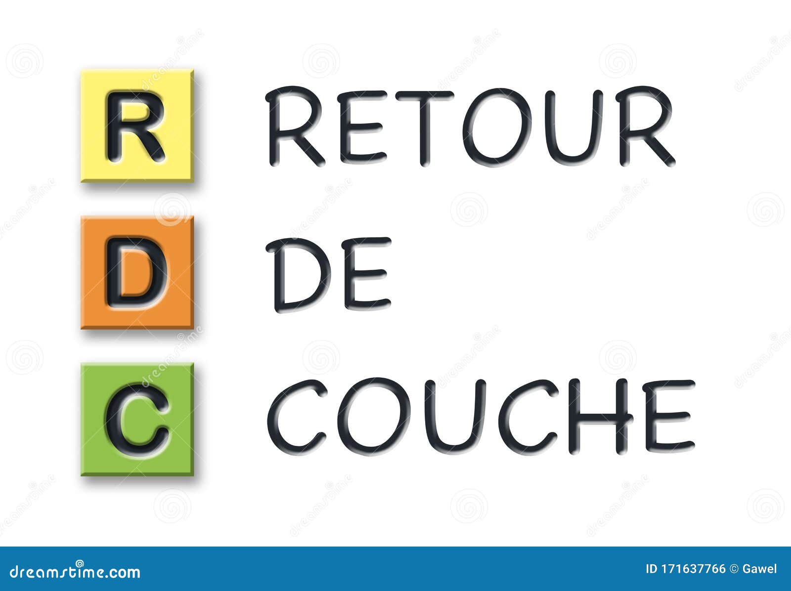 RDC Initials in Colored 3d Cubes with Meaning in French Language Stock ...