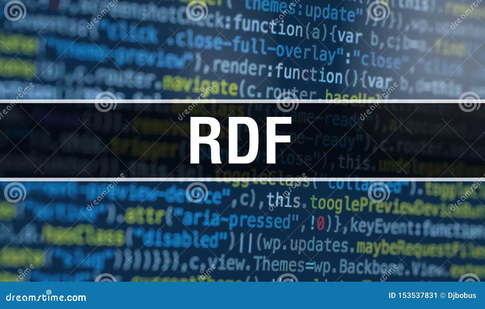 RDF with Abstract Technology Binary Code Background.Digital Binary Data ...