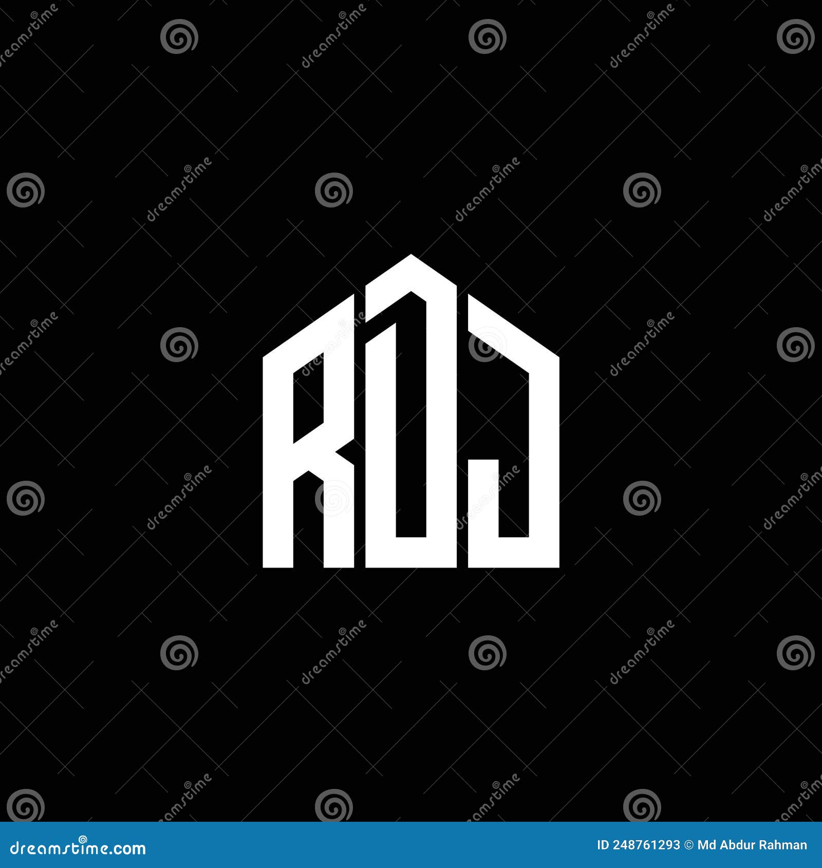 RDJ Letter Logo Design on BLACK Background. RDJ Creative Initials ...