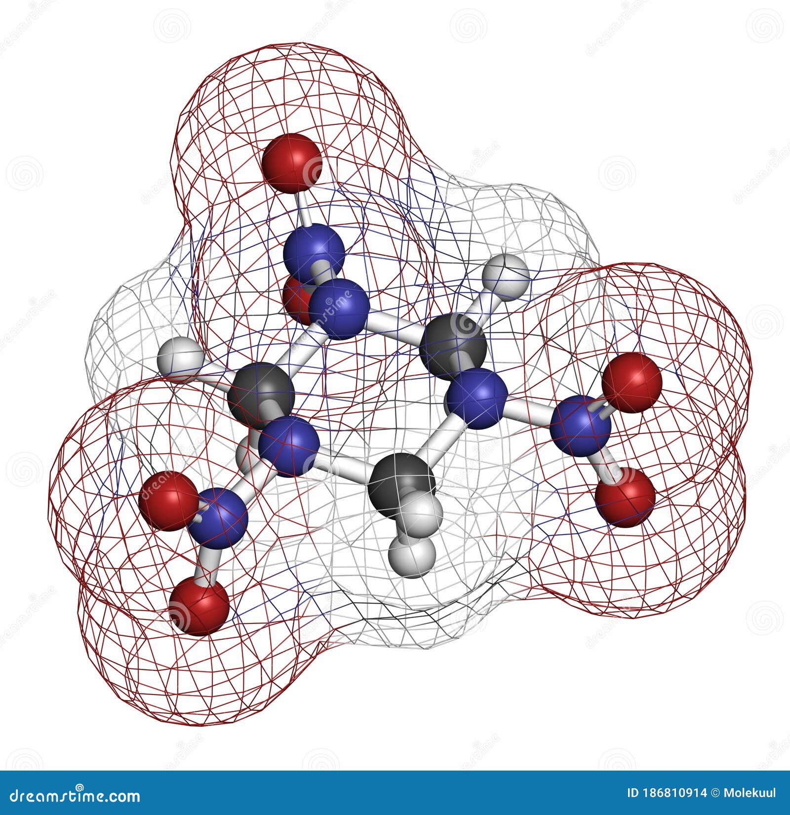 RDX Cyclotrimethylenetrinitramine Explosive Molecule. Stylized 2D ...