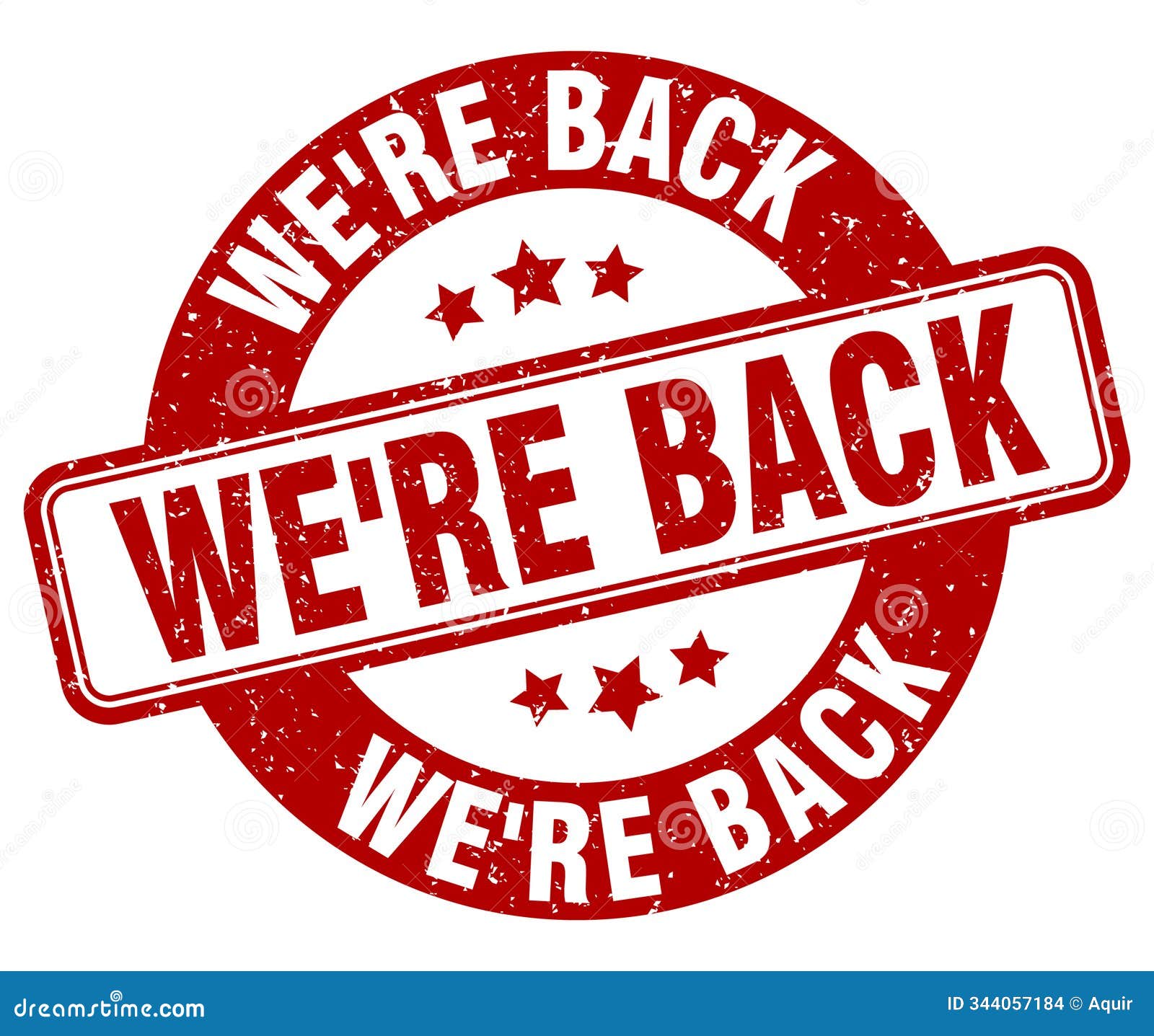 We Re Back Stamp. we Re Back Label. Round Grunge Sign Stock Vector ...