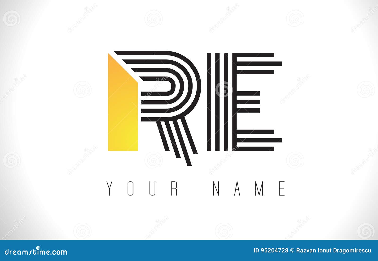 RE Black Lines Letter Logo. Creative Line Letters Vector Templat Stock ...