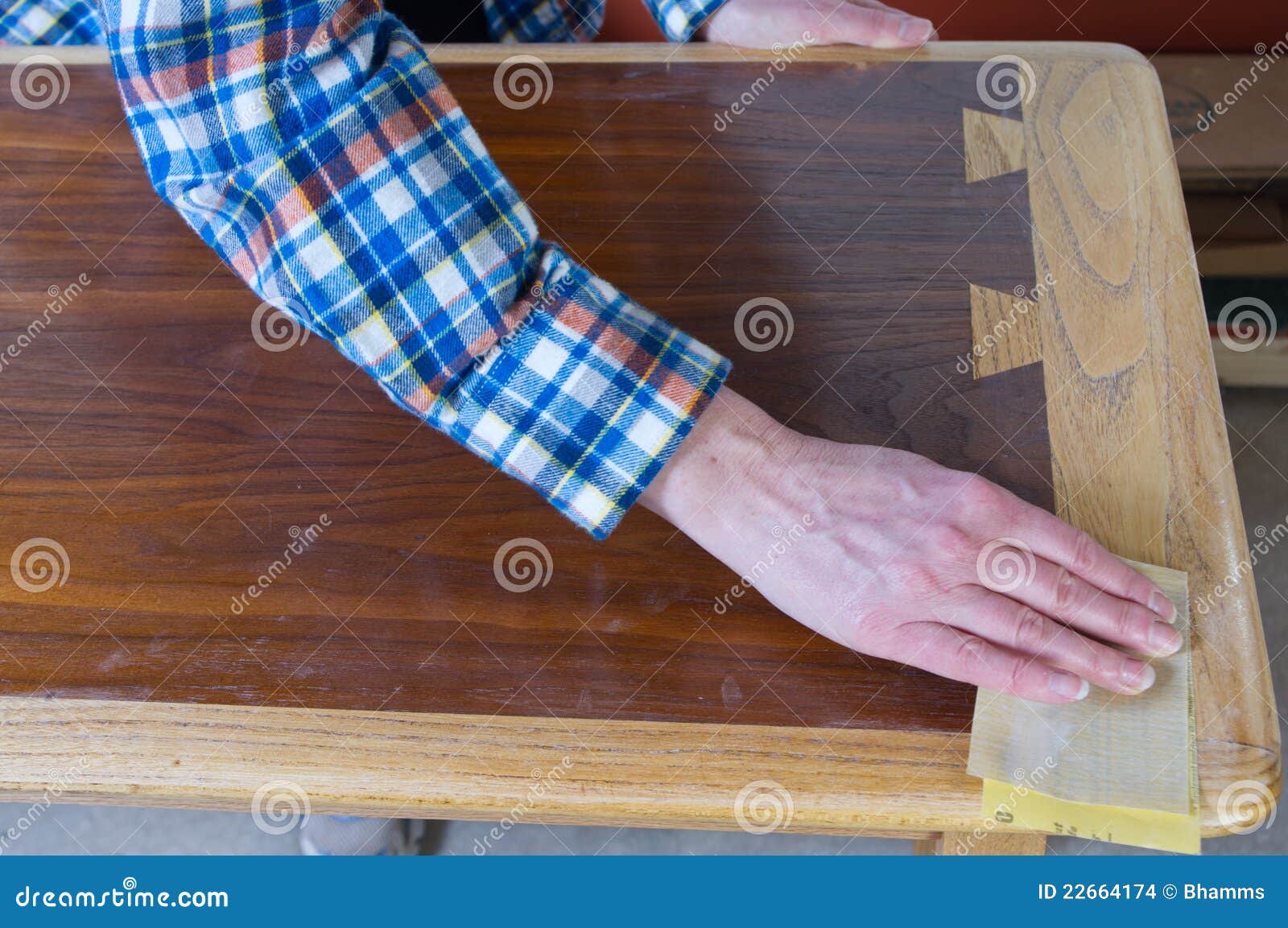 Re-finishing a table stock photo. Image of brushing, expertise - 22664174