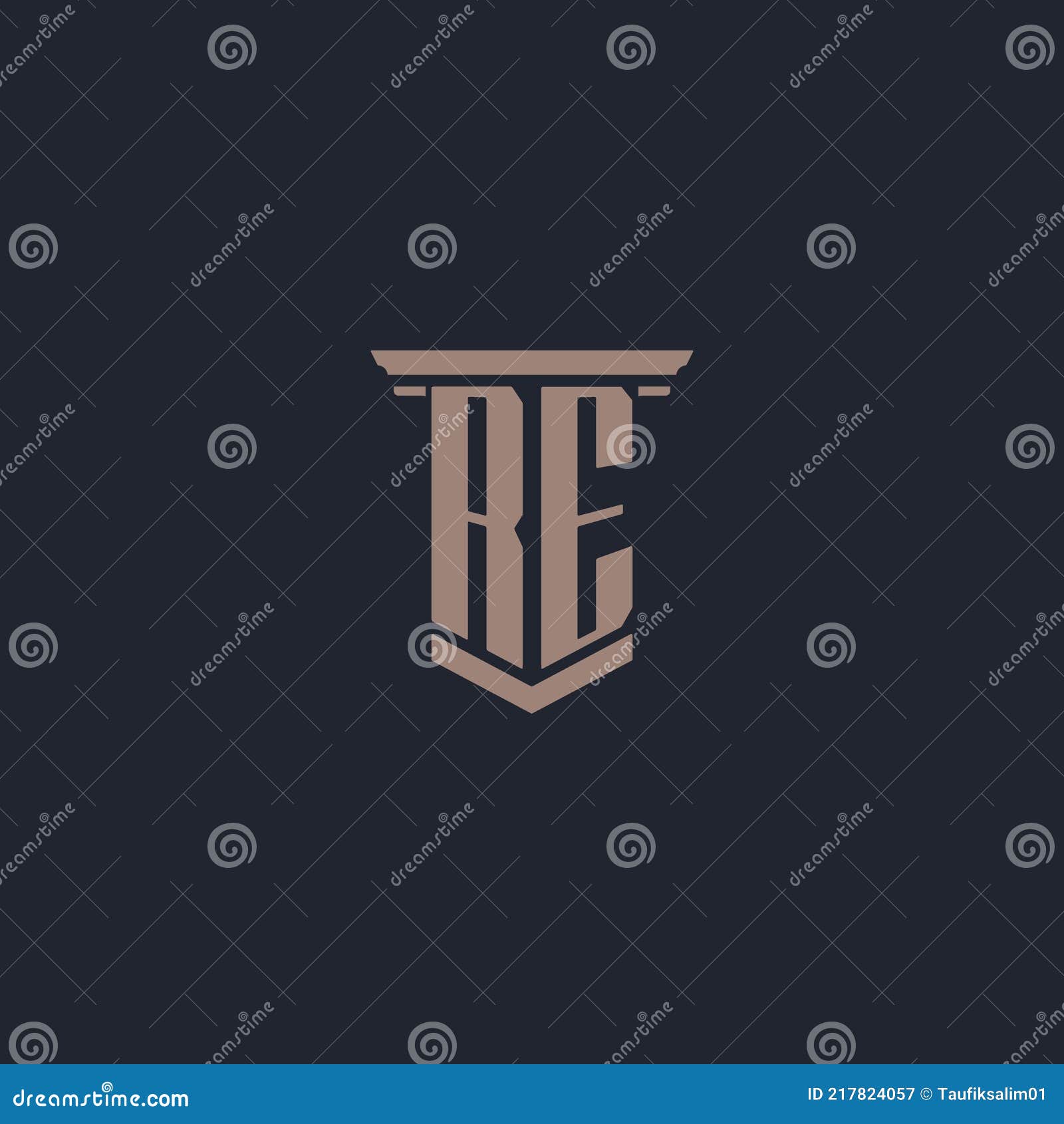 RE Initial Monogram Logo with Pillar Style Design Stock Vector ...
