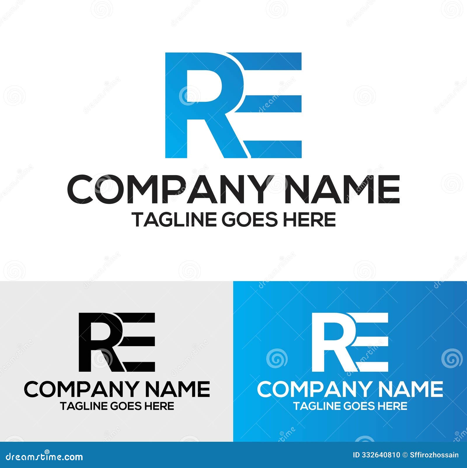 RE Letter Initial Typography Logo Template Stock Illustration ...