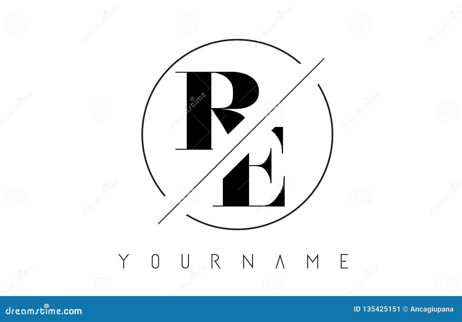 RE Letter Logo with Cutted and Intersected Design Stock Vector ...