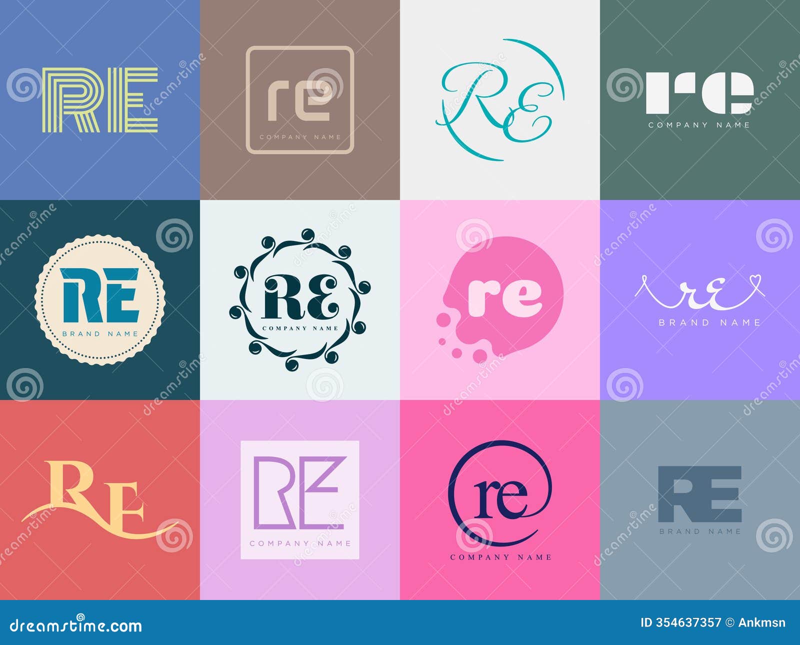 RE Logo Company Template. Letter R and E Logotype Stock Vector ...