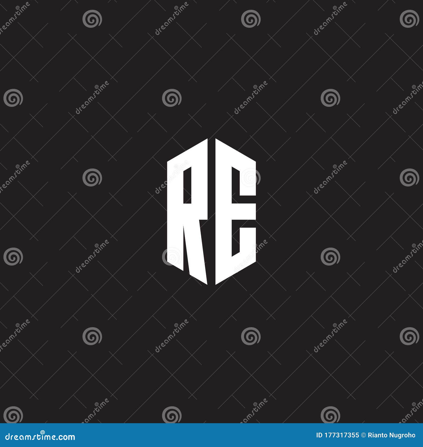 RE Logo Monogram with Hexagon Shape Style Design Template Stock Vector ...