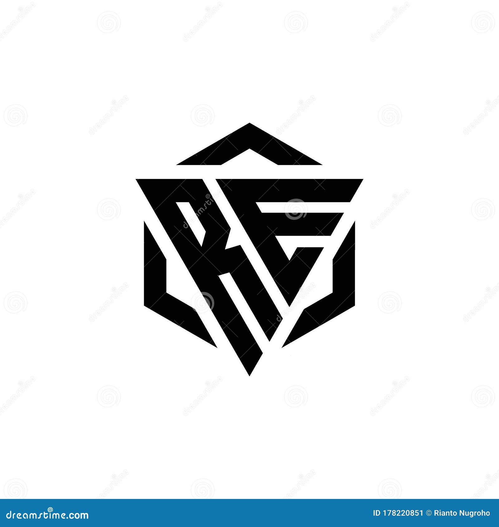 RE Logo Monogram with Triangle and Hexagon Modern Design Template Stock ...