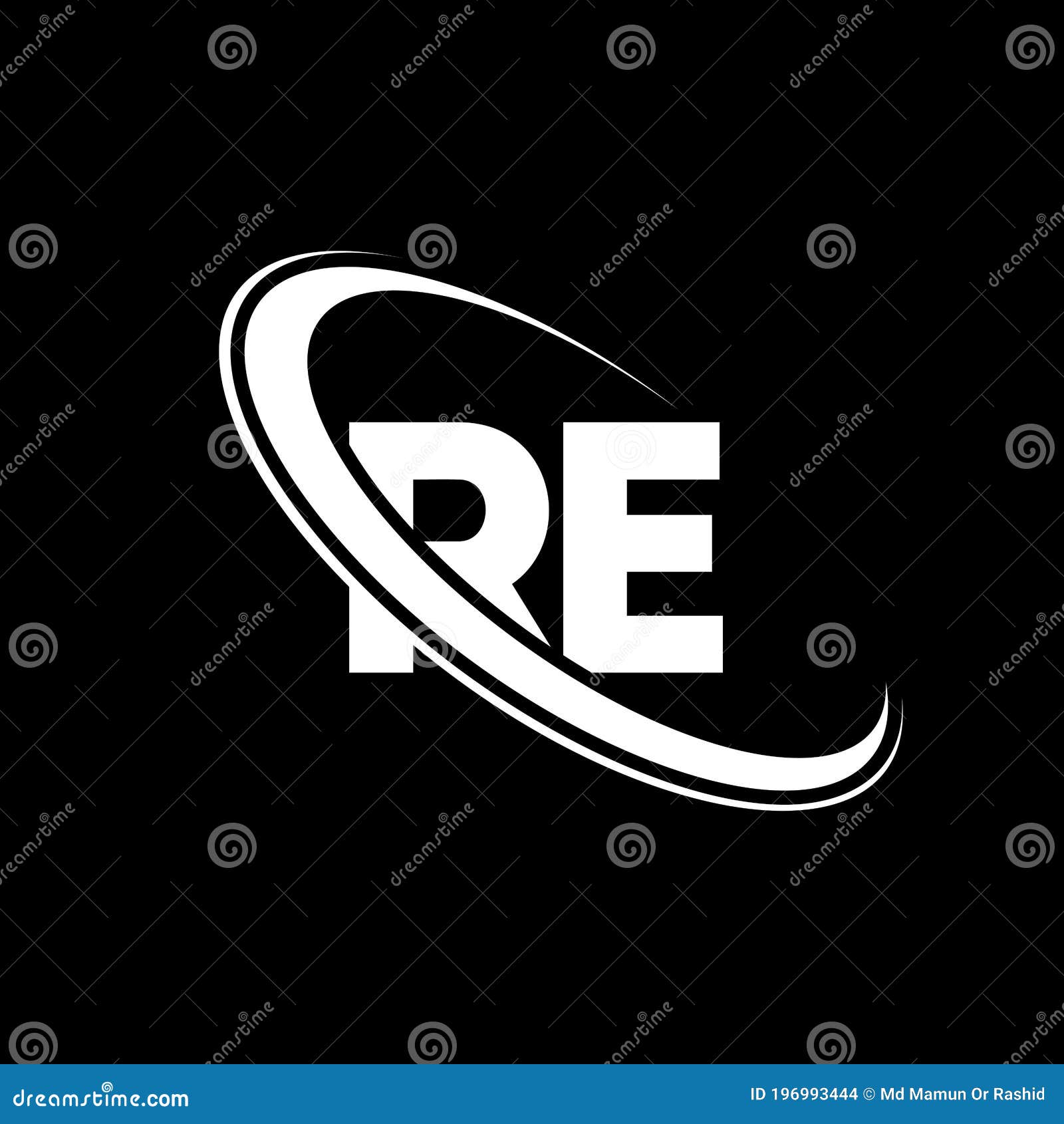 RE Logo. R E Design. White RE Letter. RE/R E Letter Logo Design Stock ...