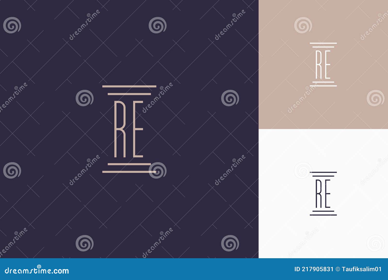 RE Monogram Initials Design for Law Firm Logo Stock Vector ...