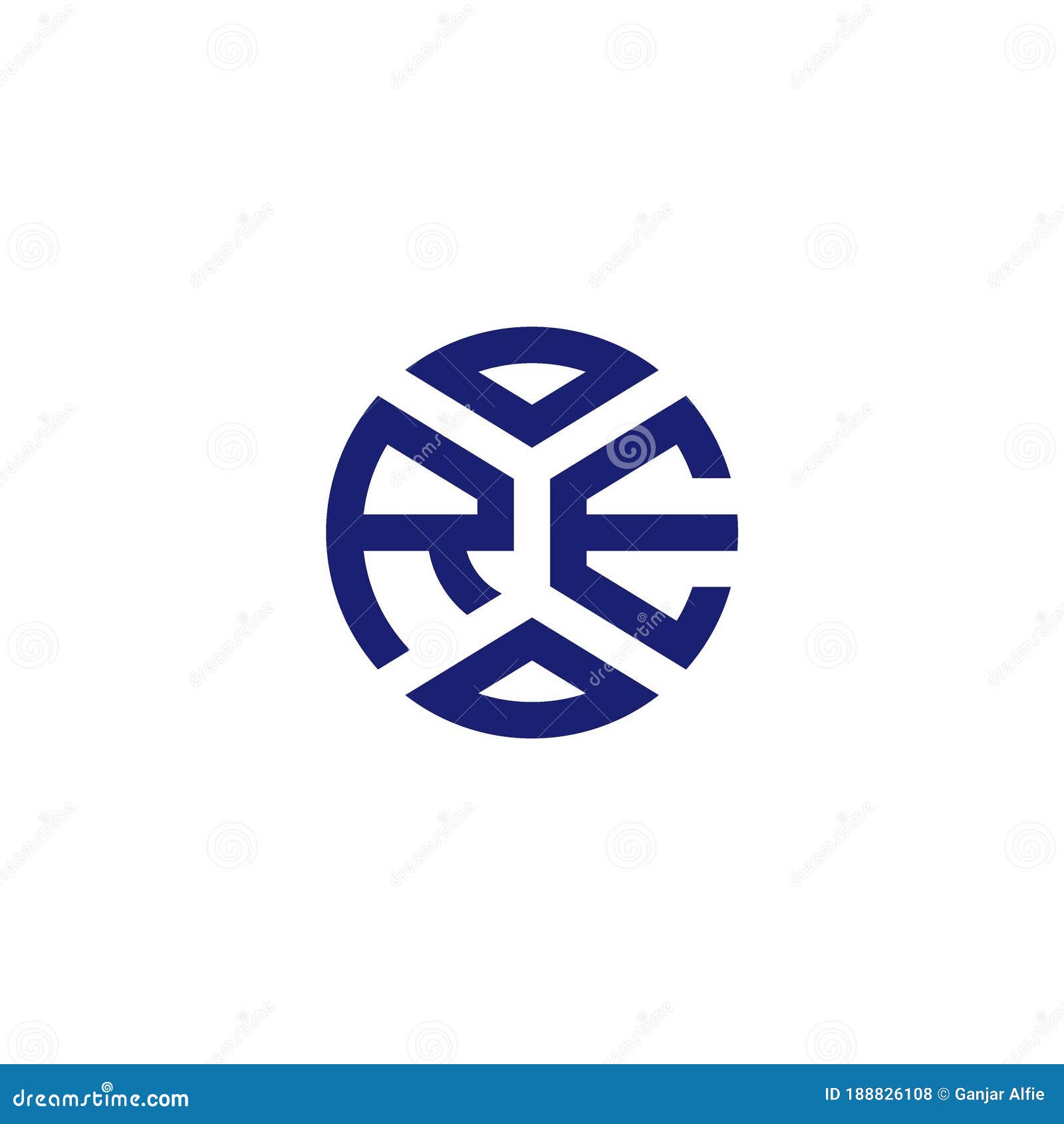 RE Monogram Logo with Abstract Shapes in Modern Style Stock Vector ...