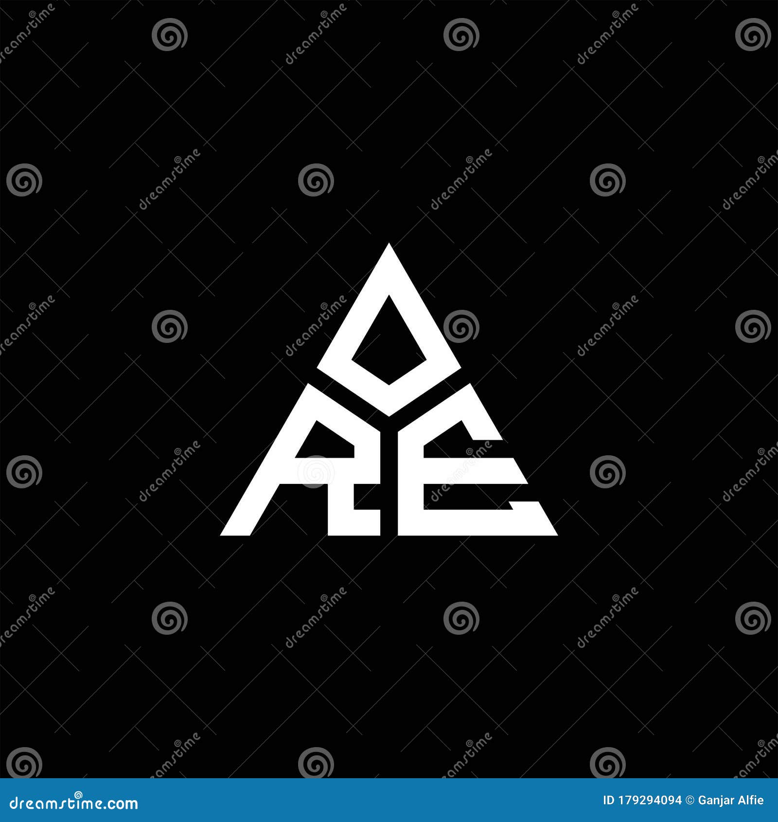 RE Monogram Logo with 3 Pieces Shape Isolated on Triangle Stock Vector ...
