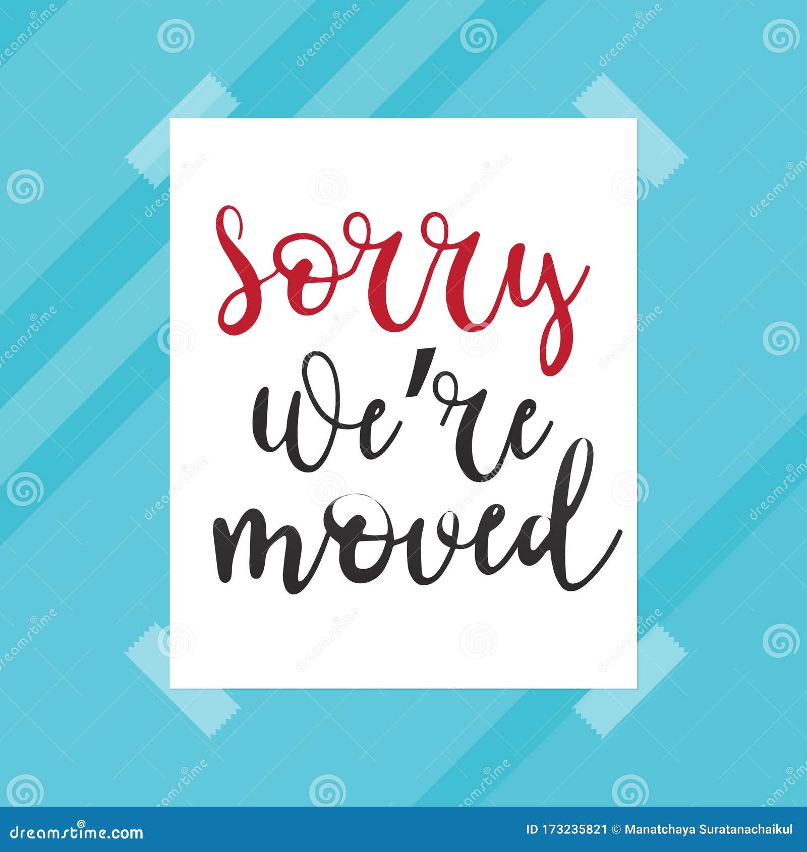 We`re Moved Sign.Sorry we,re Moved Text on Paper . Stock Vector ...