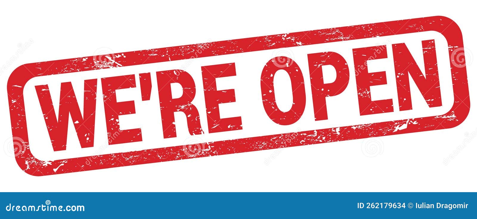 We`RE OPEN Text Written on Red Rectangle Stamp Stock Illustration ...