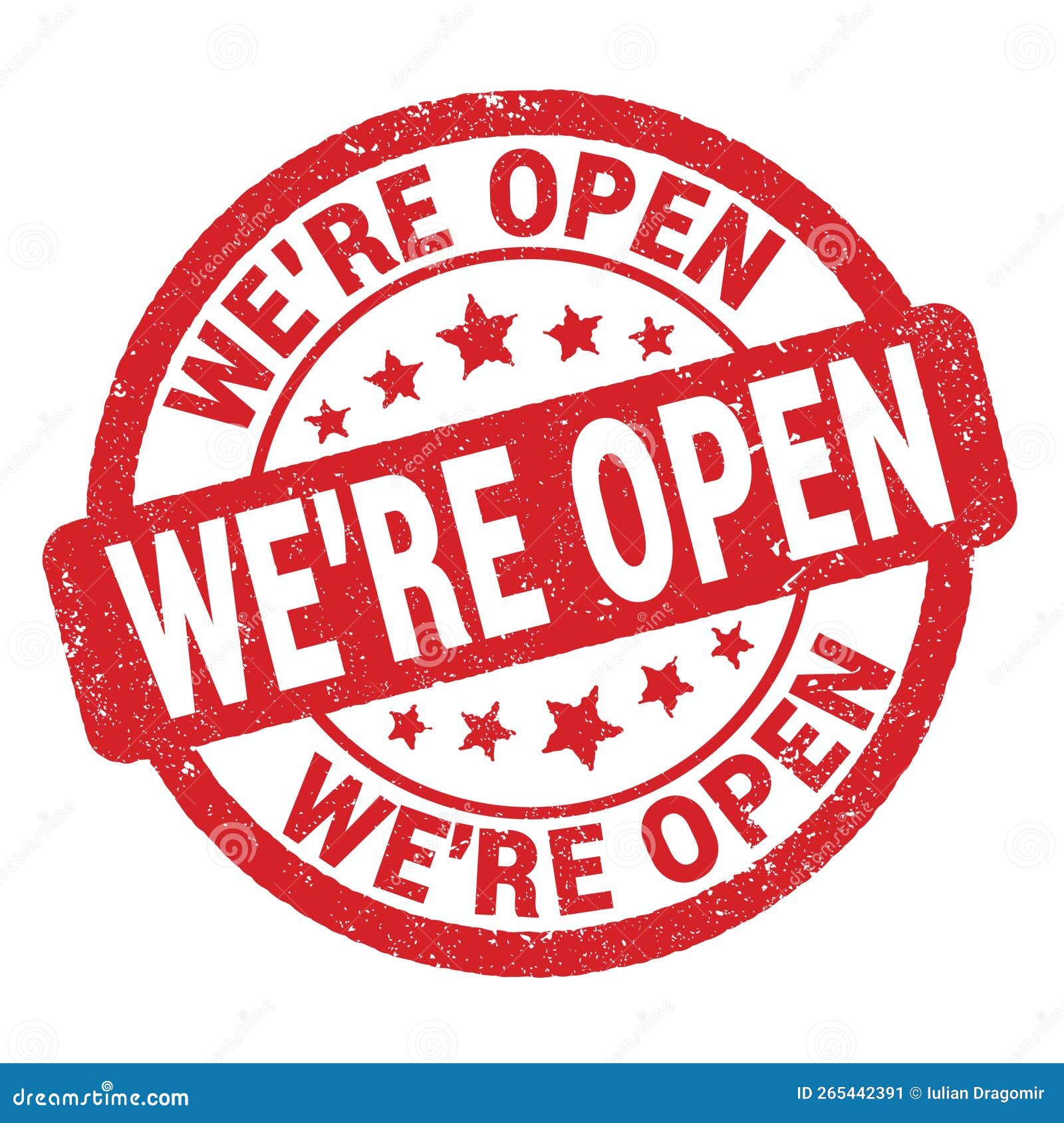 We`RE OPEN Text Written on Red Round Stamp Sign Stock Illustration ...