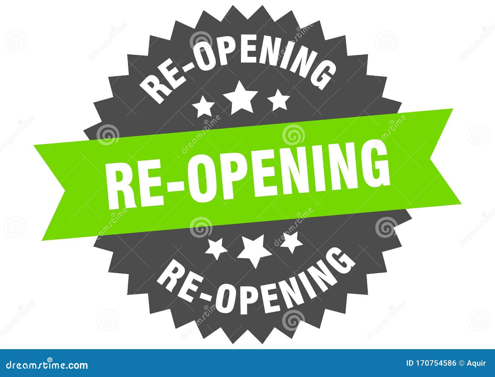 Re-opening Sign. Re-opening Circular Band Label. Re-opening Sticker ...