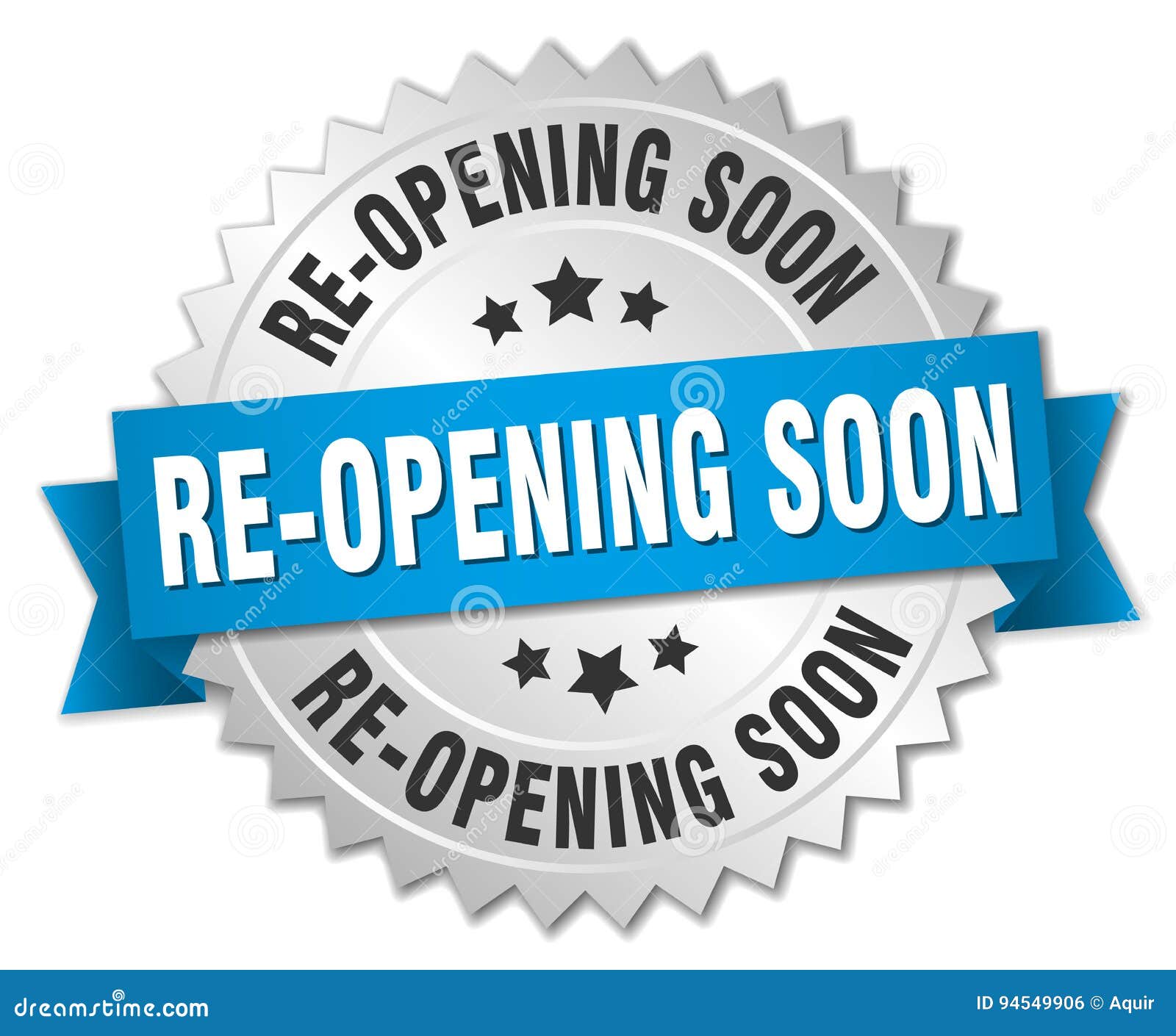 Re-opening Soon Round Isolated Badge Stock Vector - Illustration of ...