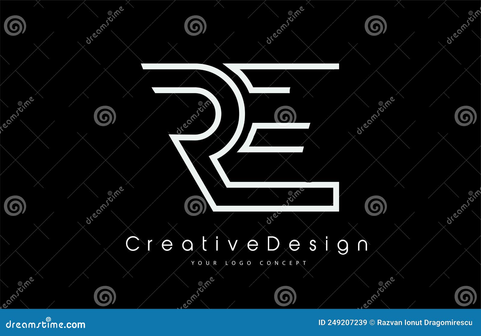 RE R E Letter Logo Design in White Colors Stock Vector - Illustration ...