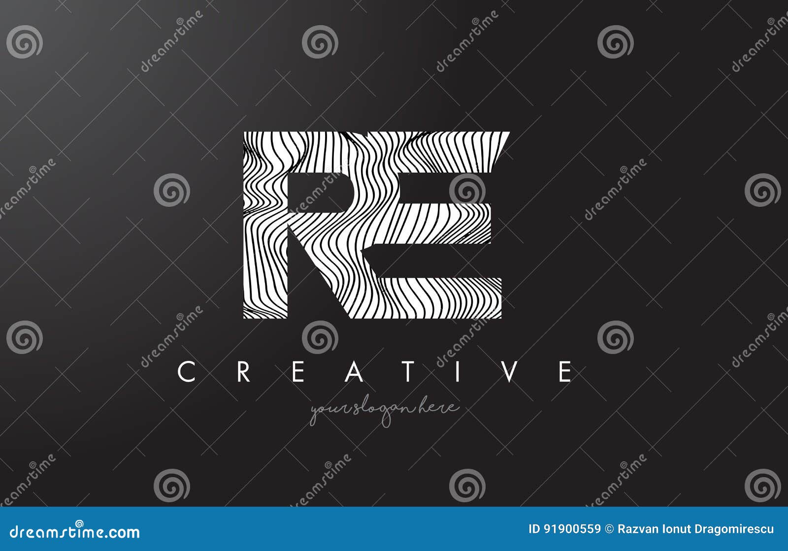 RE R E Letter Logo with Zebra Lines Texture Design Vector. Stock Vector ...