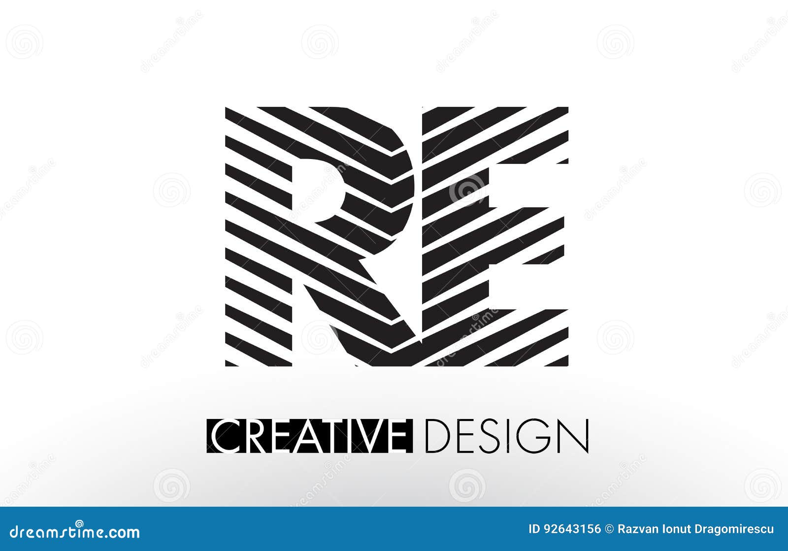 RE R E Lines Letter Design with Creative Elegant Zebra Stock Vector ...